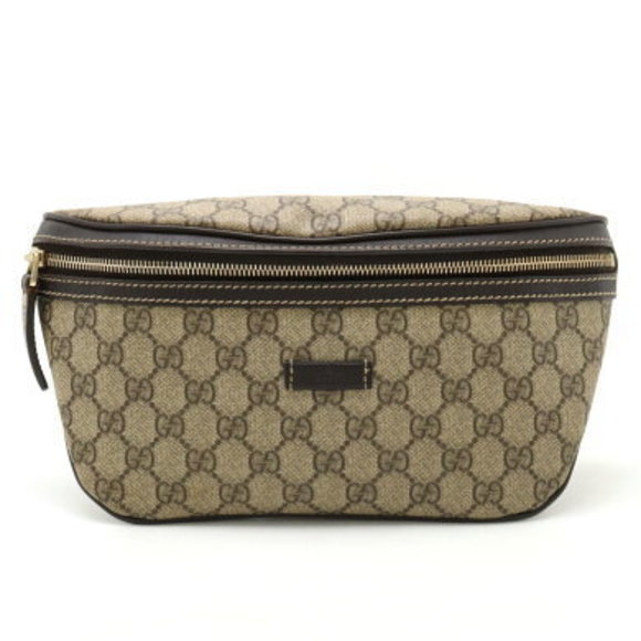 Gucci | Bags | Gucci Gg Supreme Waist Bag Pouch Hip Body Leather Khaki ...